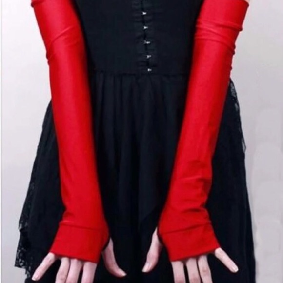 Hand Crafted | Accessories | Long Arm Warmers Red Costume Gloves ...